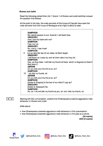 AQA GCSE English Literature Romeo and Juliet Model Essays | Teaching ...