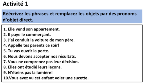 Grammar- Direct Object Pronouns- French A Level | Teaching Resources