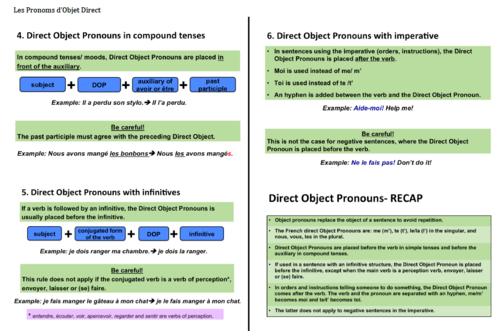 Grammar- Direct Object Pronouns- French A Level | Teaching Resources