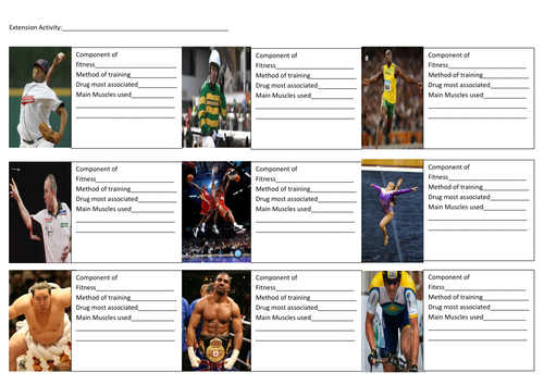 EDEXCEL GCSE PE PAPER ONE "DO NOW / STARTER/ AFL / HOMEWORK" SHEETS TO ...