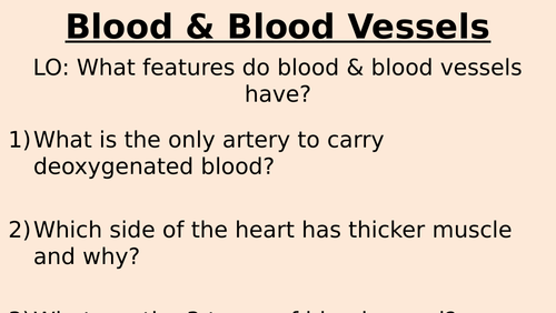 Blood & Blood Vessels (GCSE & Exploring Science 7C) | Teaching Resources
