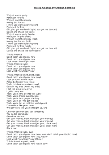 This is America: Textual Analysis | Teaching Resources