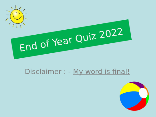 End Of Year Quiz 2022 Primary | Teaching Resources