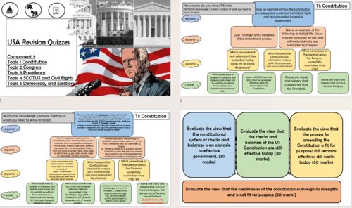 USA Politics Revision Quizzes and Essay Plans | Teaching Resources