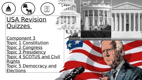 USA Politics Revision Quizzes and Essay Plans | Teaching Resources