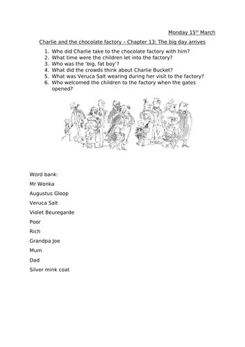 Charlie and the Chocolate factory KS1 Literacy resources | Teaching ...