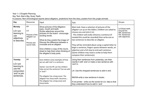 Alan's Big Scary Teeth KS1 6 Lessons and Resources | Teaching Resources