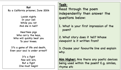 Crime Poetry 'Rot' and 'The Perfect Crime' | Teaching Resources