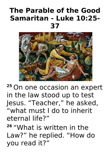 Year 8: Parables - The Good Samaritan | Teaching Resources