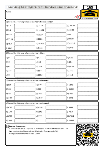 Rounding numbers and decimal places - Worksheet and Answers | Teaching ...