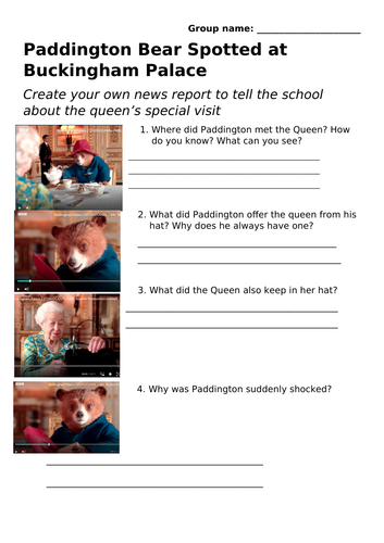 The Queen meets Paddington Bear worksheet | Teaching Resources