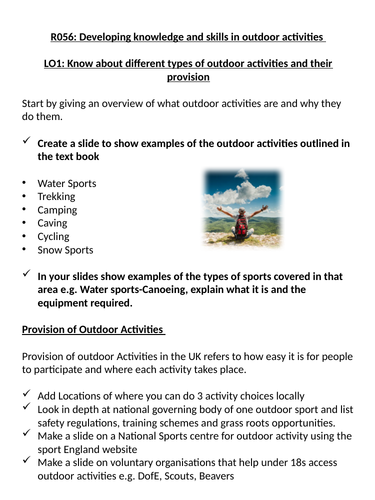 R056: Developing knowledge and skills in outdoor activities Workbooklet ...