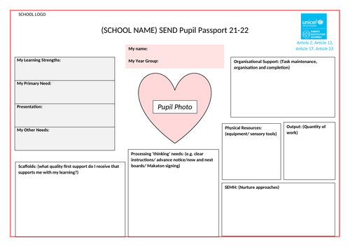 SEND Pupil Passport (Excellent for Transition) | Teaching Resources