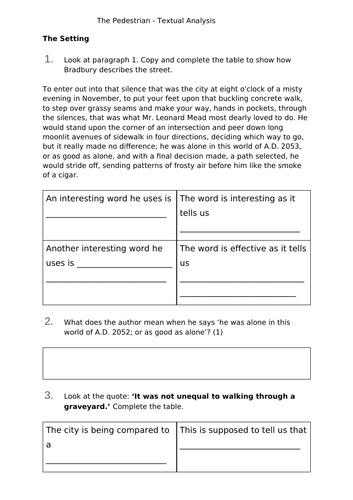 'The Pedestrian' by Ray Bradbury (Resource Pack) | Teaching Resources