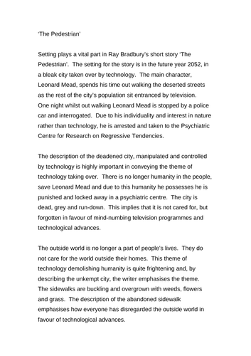 'The Pedestrian' by Ray Bradbury (Resource Pack) | Teaching Resources
