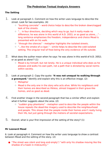 'The Pedestrian' by Ray Bradbury (Resource Pack) | Teaching Resources