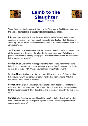 'Lamb to the Slaughter' by Roald Dahl | Teaching Resources