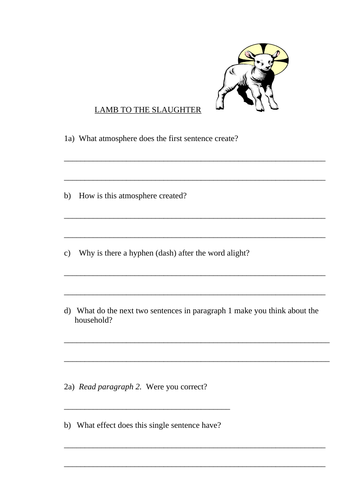 Lamb To The Slaughter Worksheets Worksheet Lamb To The Slaughter