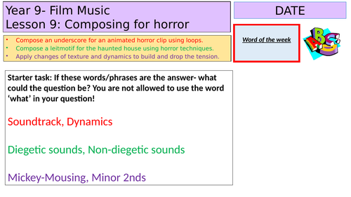 Year 9 Film Music Project | Teaching Resources