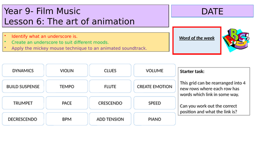 Year 9 Film Music Project | Teaching Resources