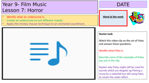 Year 9 Film Music Project | Teaching Resources