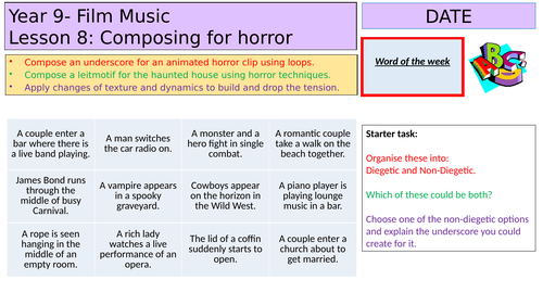 Year 9 Film Music Project | Teaching Resources