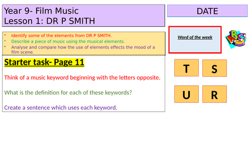 Year 9 Film Music Project | Teaching Resources