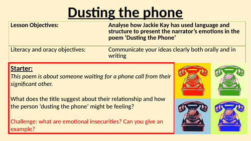 Dusting the Phone Poetry analysis | Teaching Resources