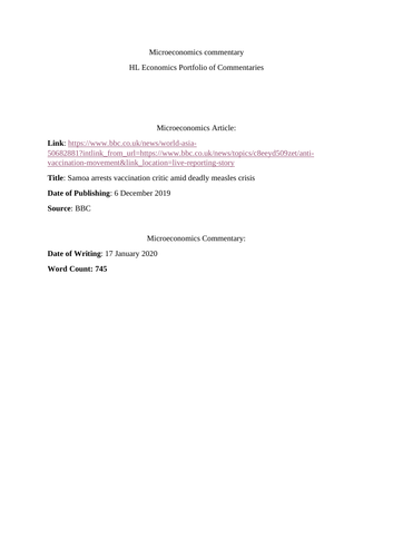 IB Economics (HL) Grade 7 Portfolio of Commentaries IA examples ...