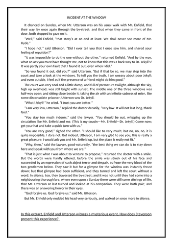Jekyll and Hyde extract and essay plan | Teaching Resources