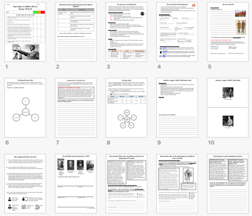 Rise of Hitler GCSE Booklet Revision | Teaching Resources