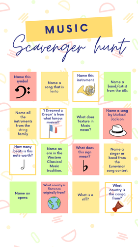 Music Scavenger hunts | Teaching Resources