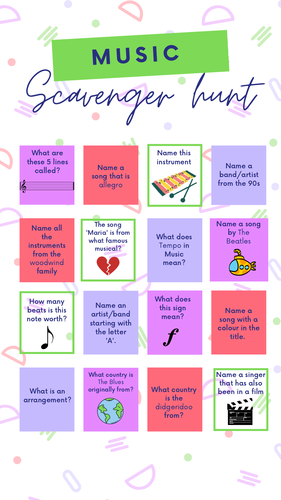 Music Scavenger hunts | Teaching Resources