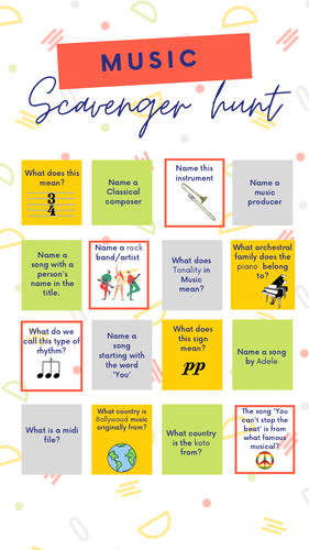 Music Scavenger hunts | Teaching Resources