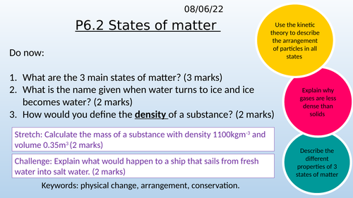 AQA GCSE PHYSICS P6 MOLECULES & MATTER (FULL LESSONS) | Teaching Resources