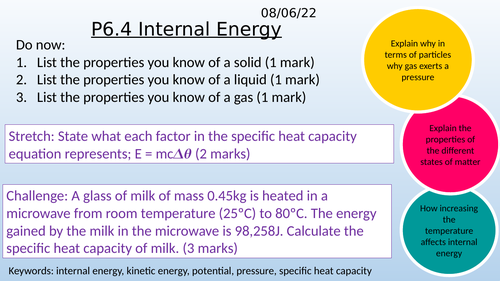 AQA GCSE PHYSICS P6 MOLECULES & MATTER (FULL LESSONS) | Teaching Resources