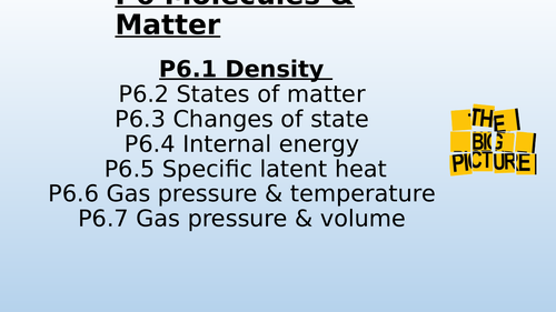 AQA GCSE PHYSICS P6 MOLECULES & MATTER (FULL LESSONS) | Teaching Resources