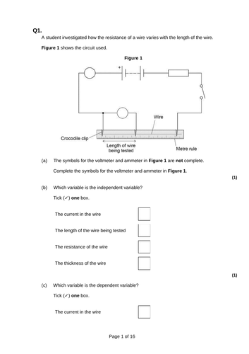 AQA Combined Science Physics Paper 1 Foundation Practice | Teaching Resources