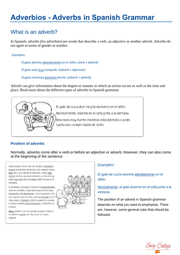 Los Adverbios en Español - Adverbs in Spanish | Teaching Resources