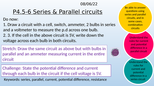 AQA GCSE PHYSICS P4 ELECTRIC CIRCUITS (FULL LESSONS) | Teaching Resources