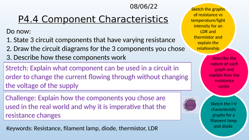 AQA GCSE PHYSICS P4 ELECTRIC CIRCUITS (FULL LESSONS) | Teaching Resources