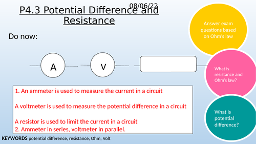 AQA GCSE PHYSICS P4 ELECTRIC CIRCUITS (FULL LESSONS) | Teaching Resources