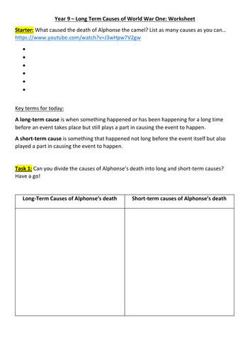 Long term causes of WW1 | Teaching Resources