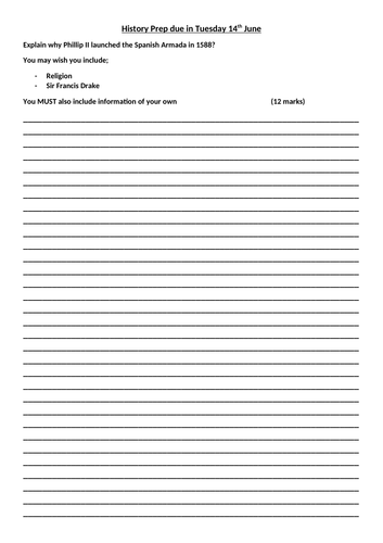 Spanish Armada GCSE History Edexcel | Teaching Resources