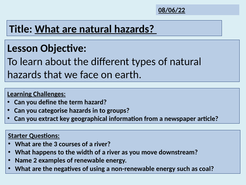 Whole Topic On Natural Hazards for KS3 - 24 Lessons (Whole Term or ...