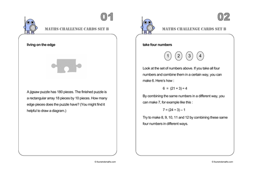 Maths Challenge Cards Set B | Teaching Resources