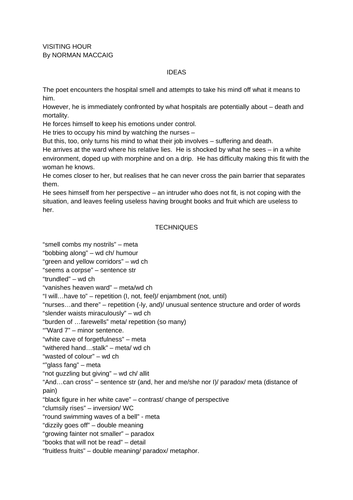 'Visiting Hour' by Norman MacCaig | Teaching Resources
