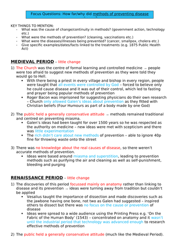 Preventing Disease Revision - GCSE History Medicine Through Time ...
