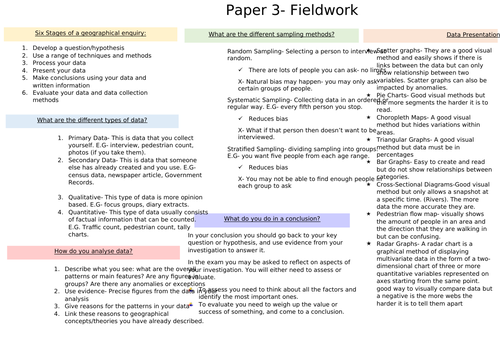 Edexcel GCSE paper 3- Data skills knowledge organiser | Teaching Resources