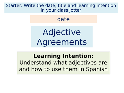 Adjective Agreements - Spanish | Teaching Resources